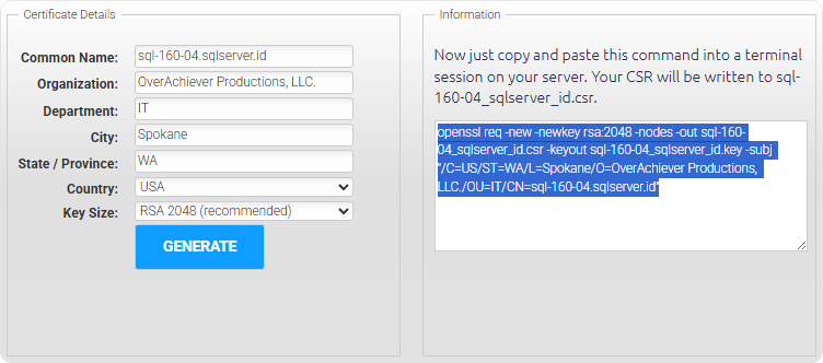 Configuring TLS Certificates for SQL Server