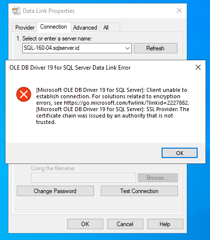 MSOLEDBSQL19 Bug with Trust Server Certificate